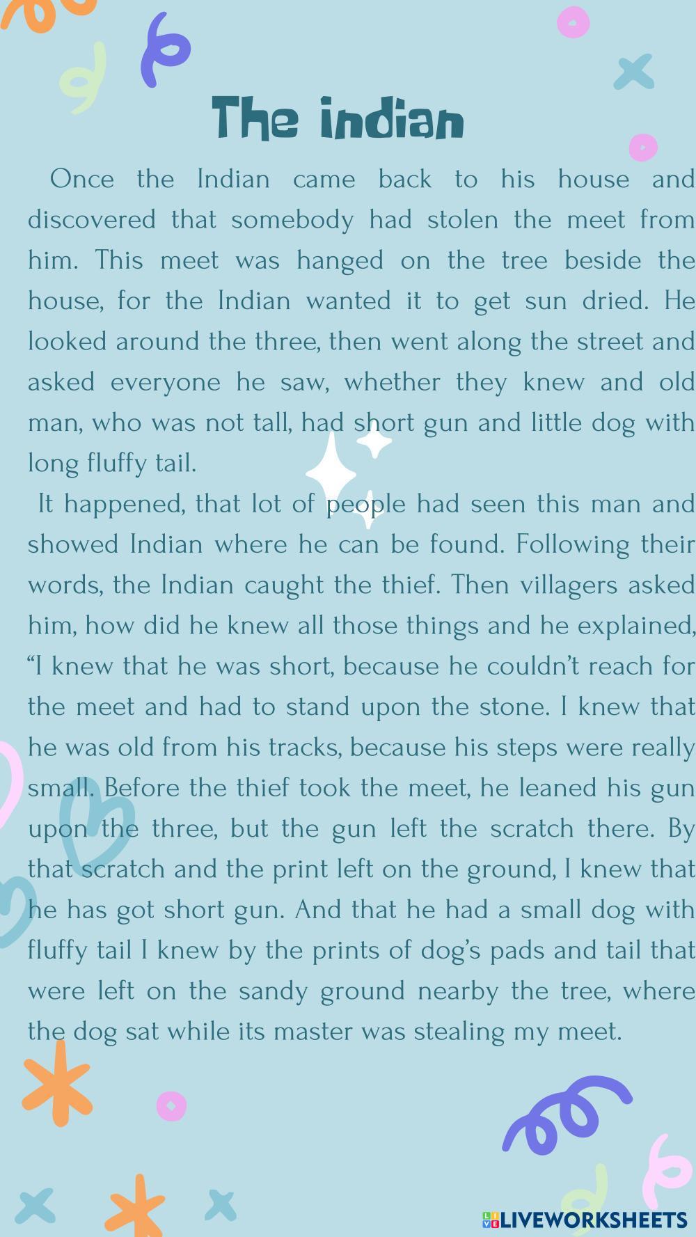 The Indian | Live Worksheets