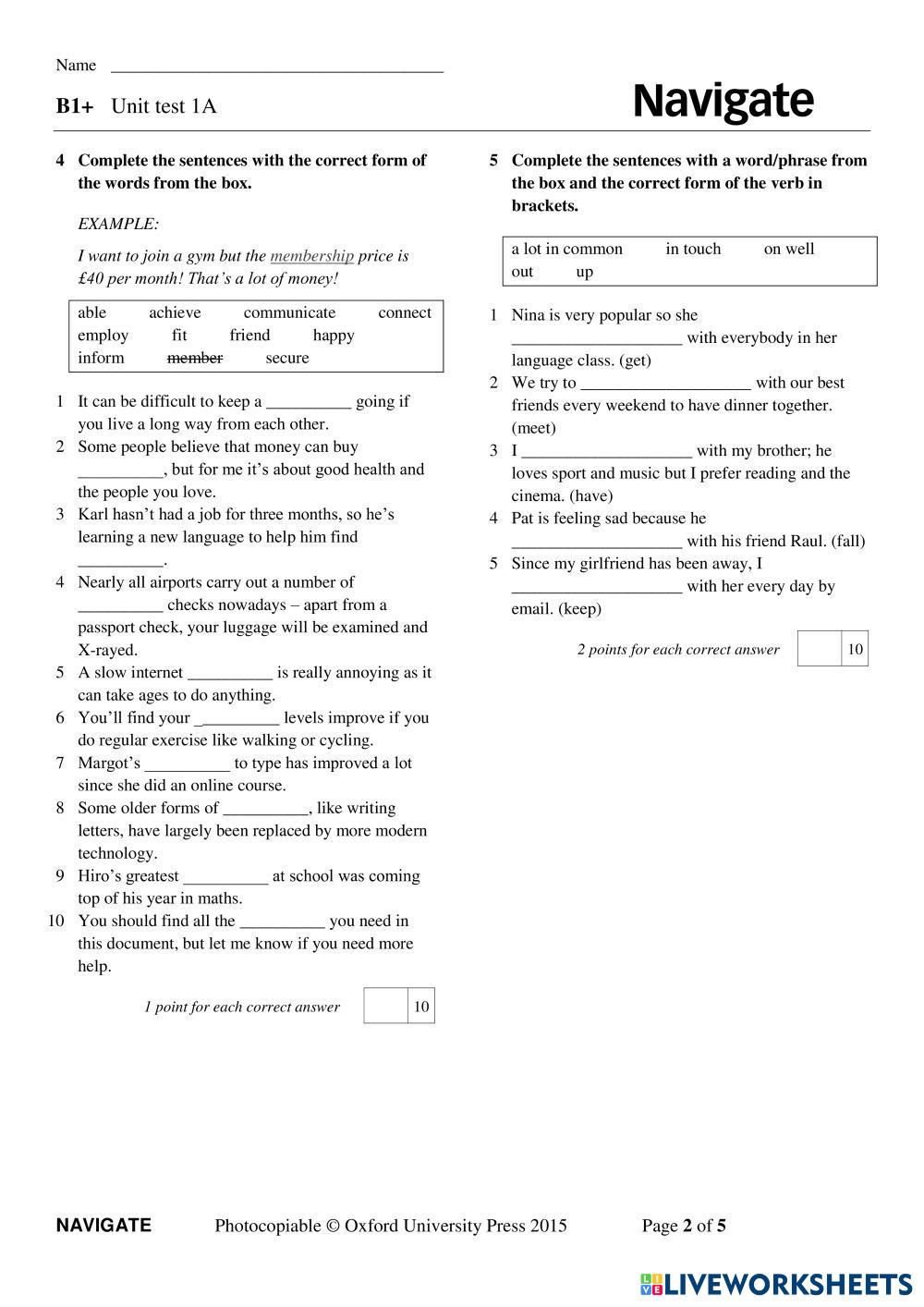 Navigate B1+, U… | Free Interactive Worksheets | 7313966