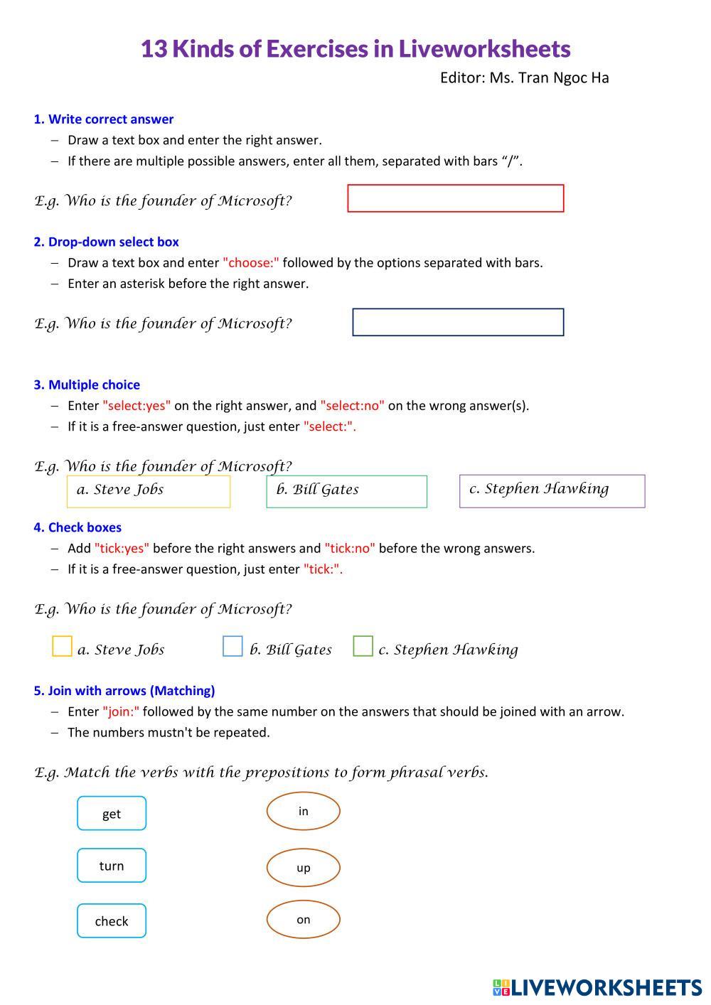 13 Kinds of Exercises on | Live Worksheets