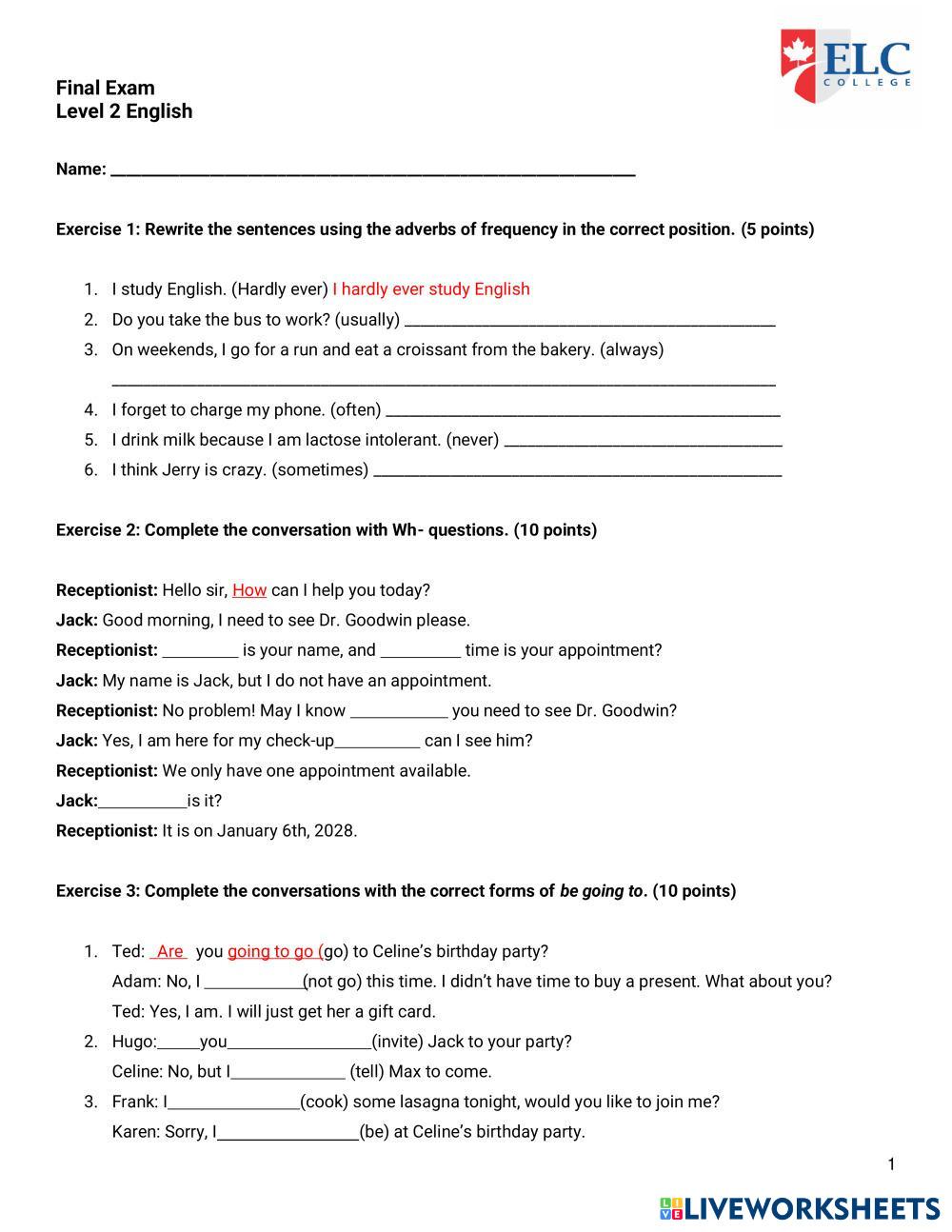 English test level 2 7316566 | isaguce | Live Worksheets