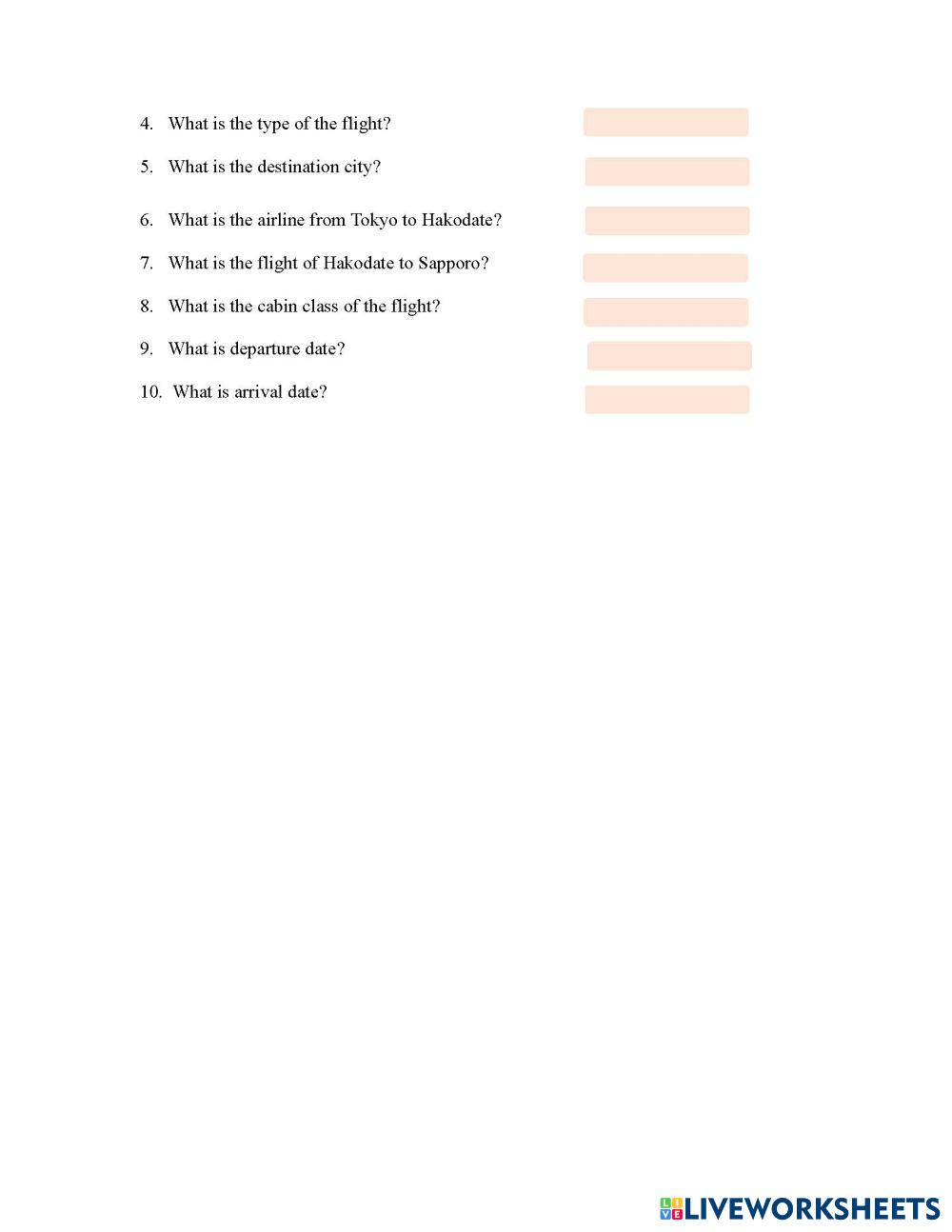 air ticket | Live Worksheets