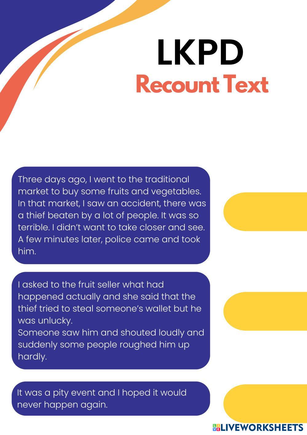 Recount Text Assignment | Live Worksheets
