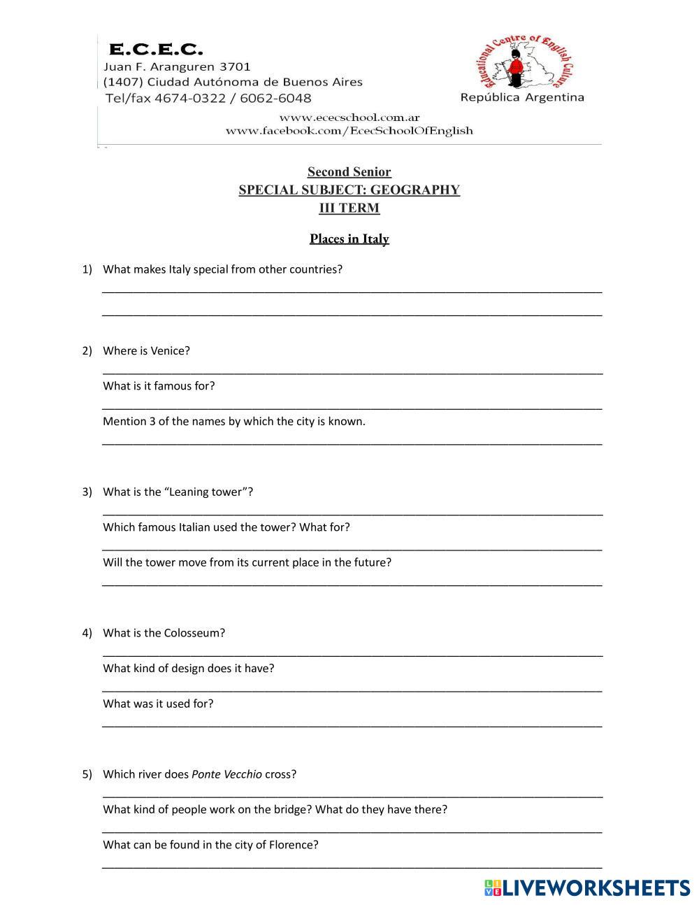 Geography | Live Worksheets