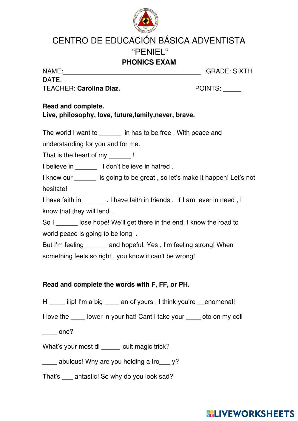 Phonics Sixth Grade 7319750 | ISIS KARELIA RIVERA ISCOA