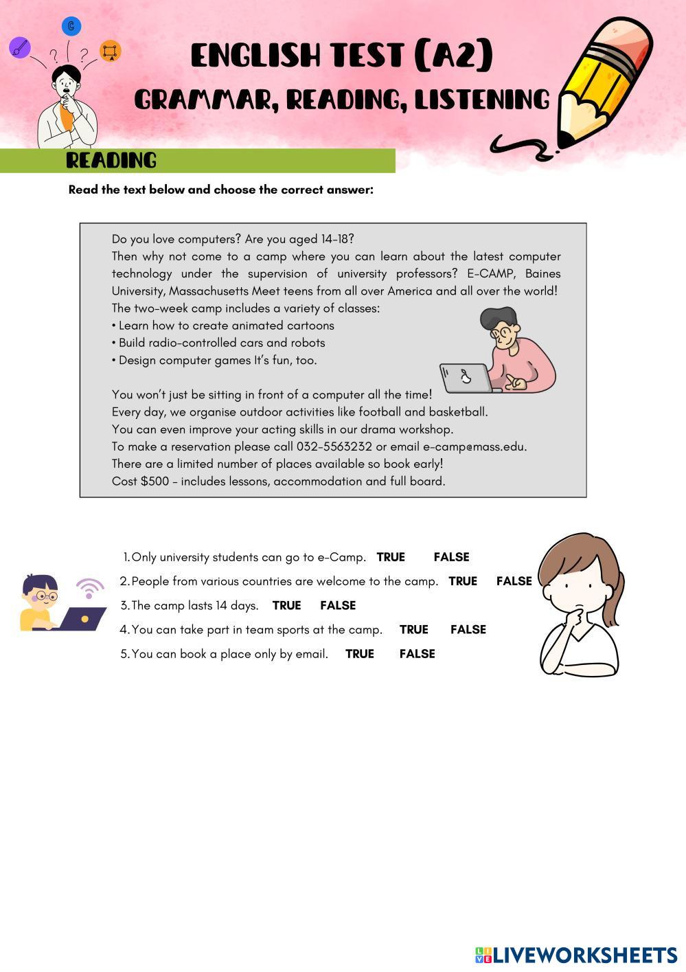 English test A2 | Free Interactive Worksheets | 7321938