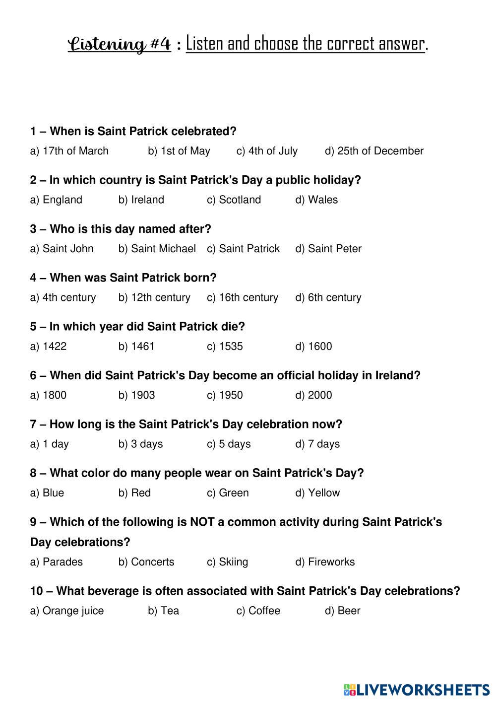 Listening #4 - Listen and answer the questions 1827