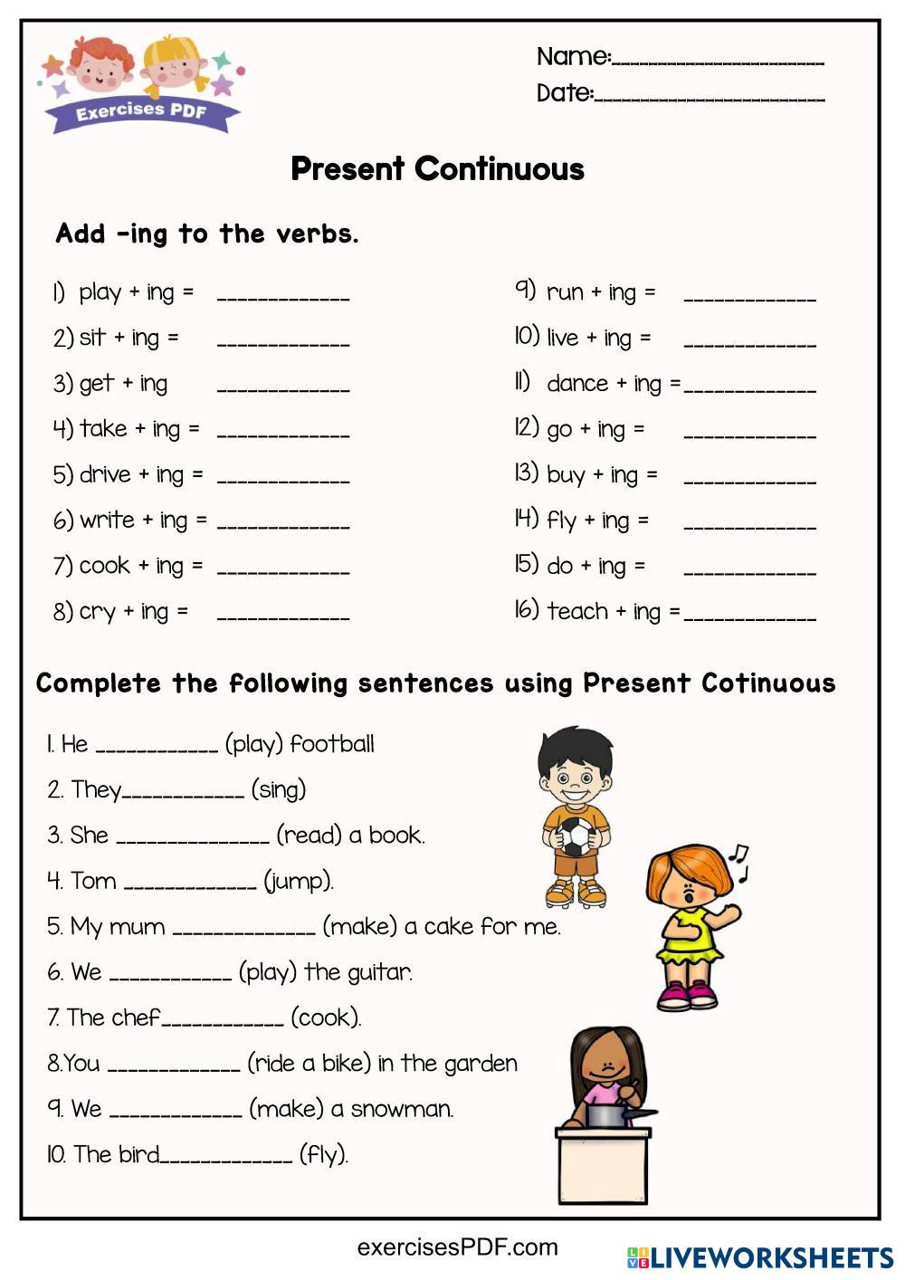 Present continuous | Live Worksheets