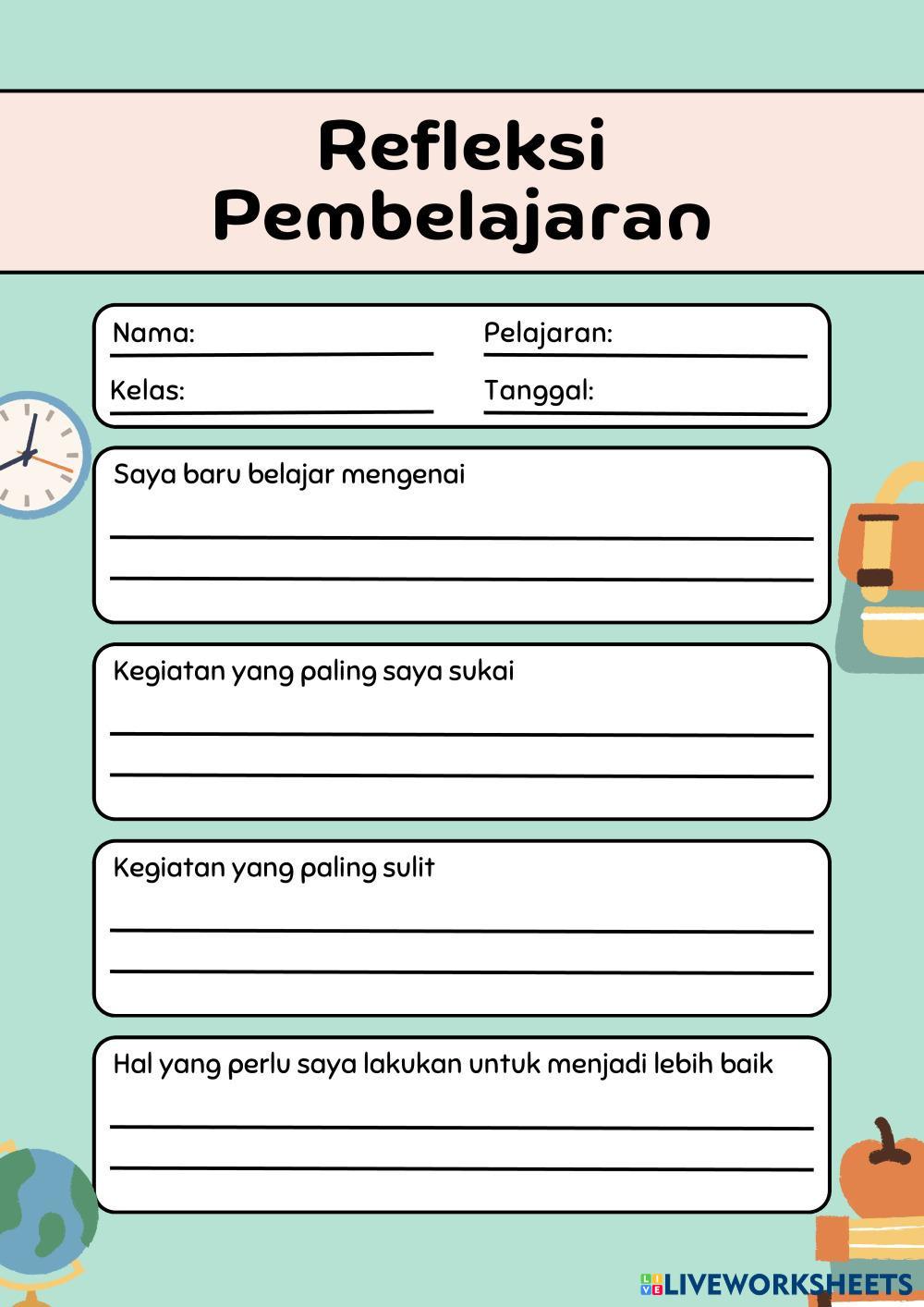 Refleksi Pembelajaran | Live Worksheets