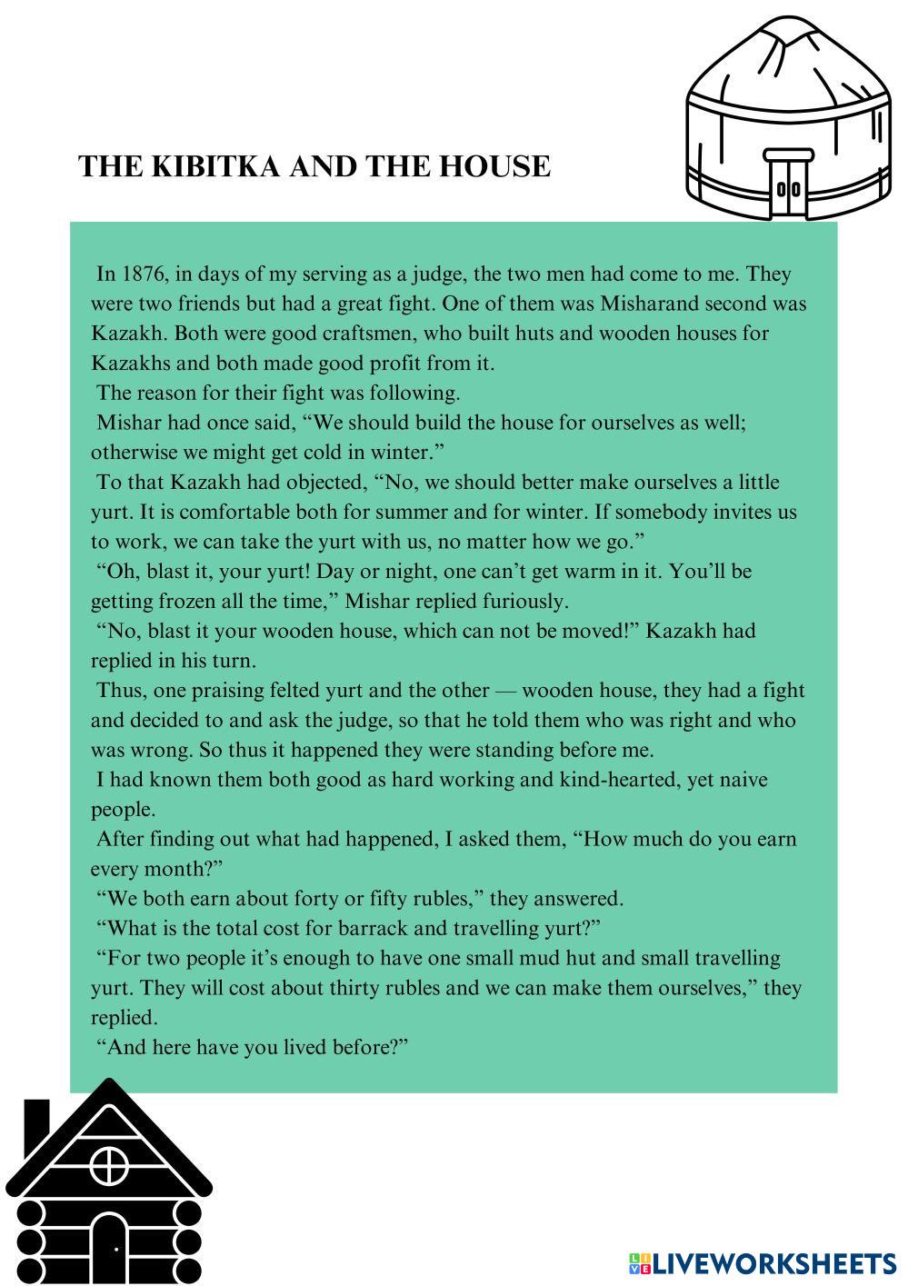 The Kibitka and the house | Live Worksheets