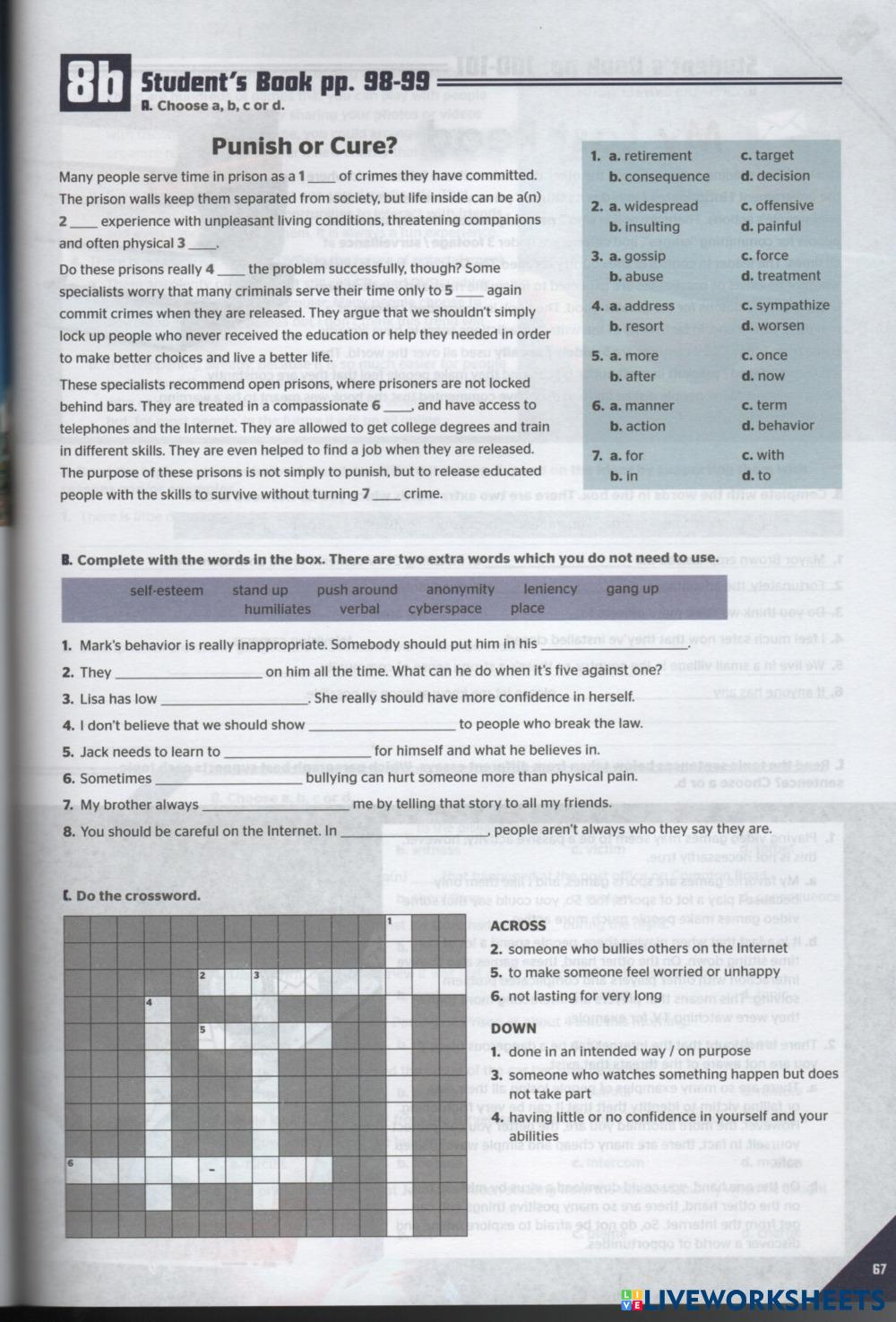 level 4 Workbook Unit 8B | Live Worksheets