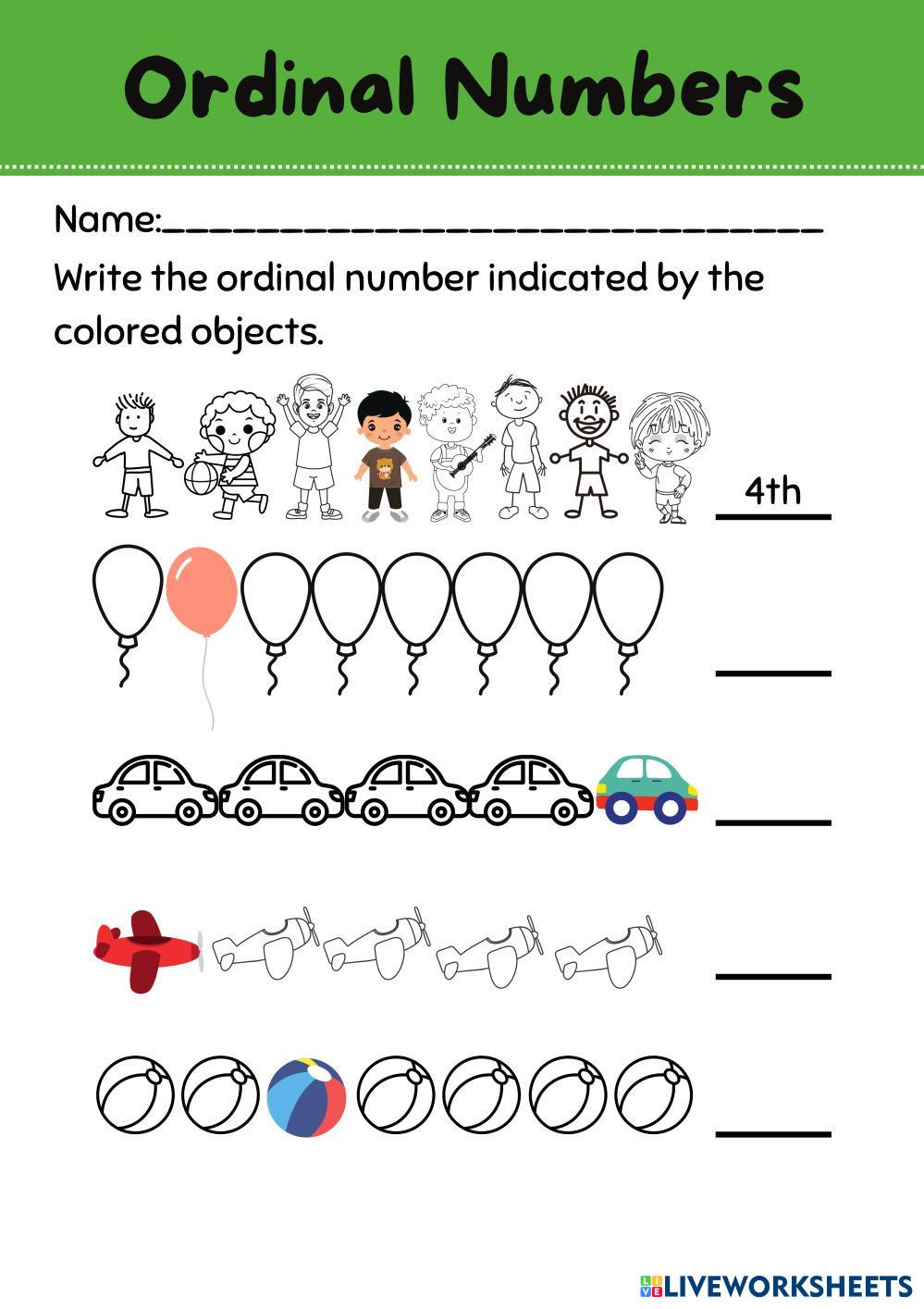 Ordinal Numbers 7331279 | Ms Nuur | Live Worksheets