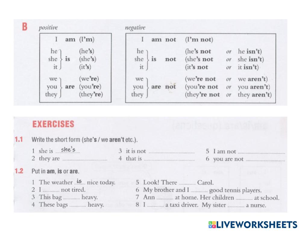 Unit 1_present simple ( be) | Live Worksheets
