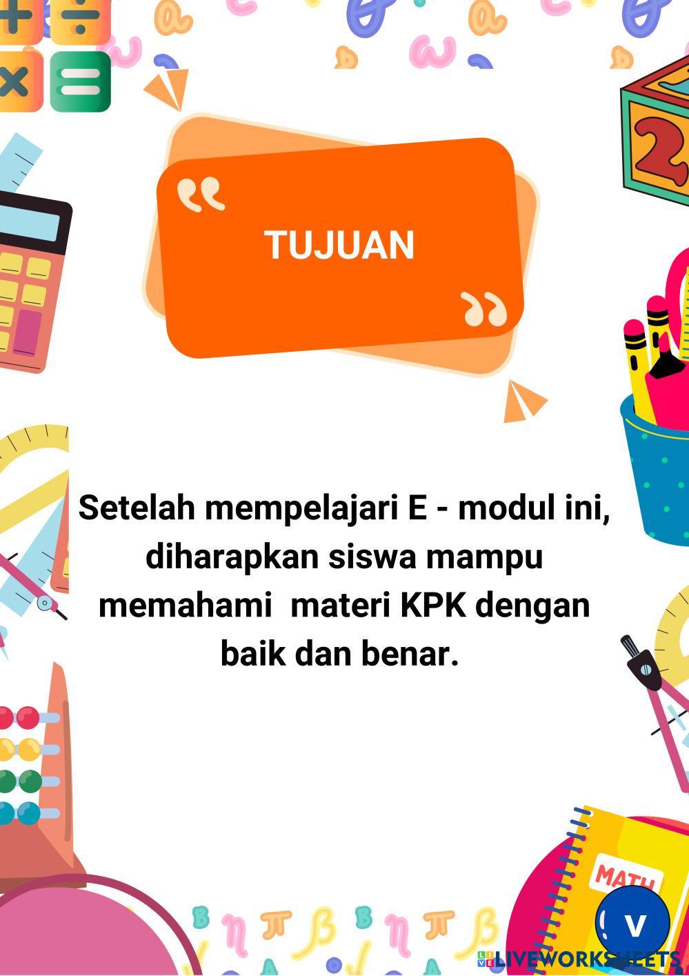 KPK ( Kelipatan Persekutuan Terkecil) | Live Worksheets