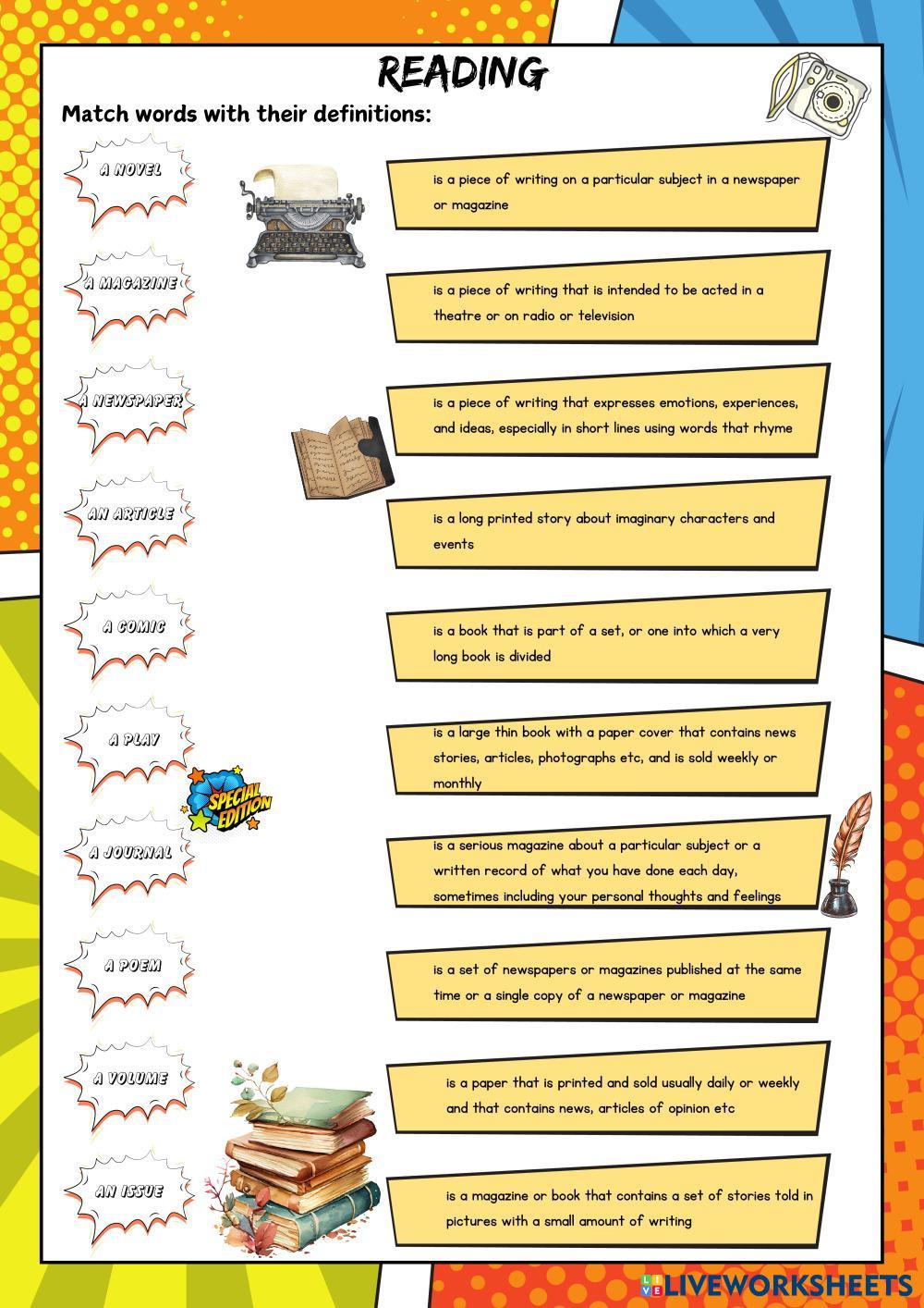 Reading (Vocabulary items about reading) 2114 | Anni