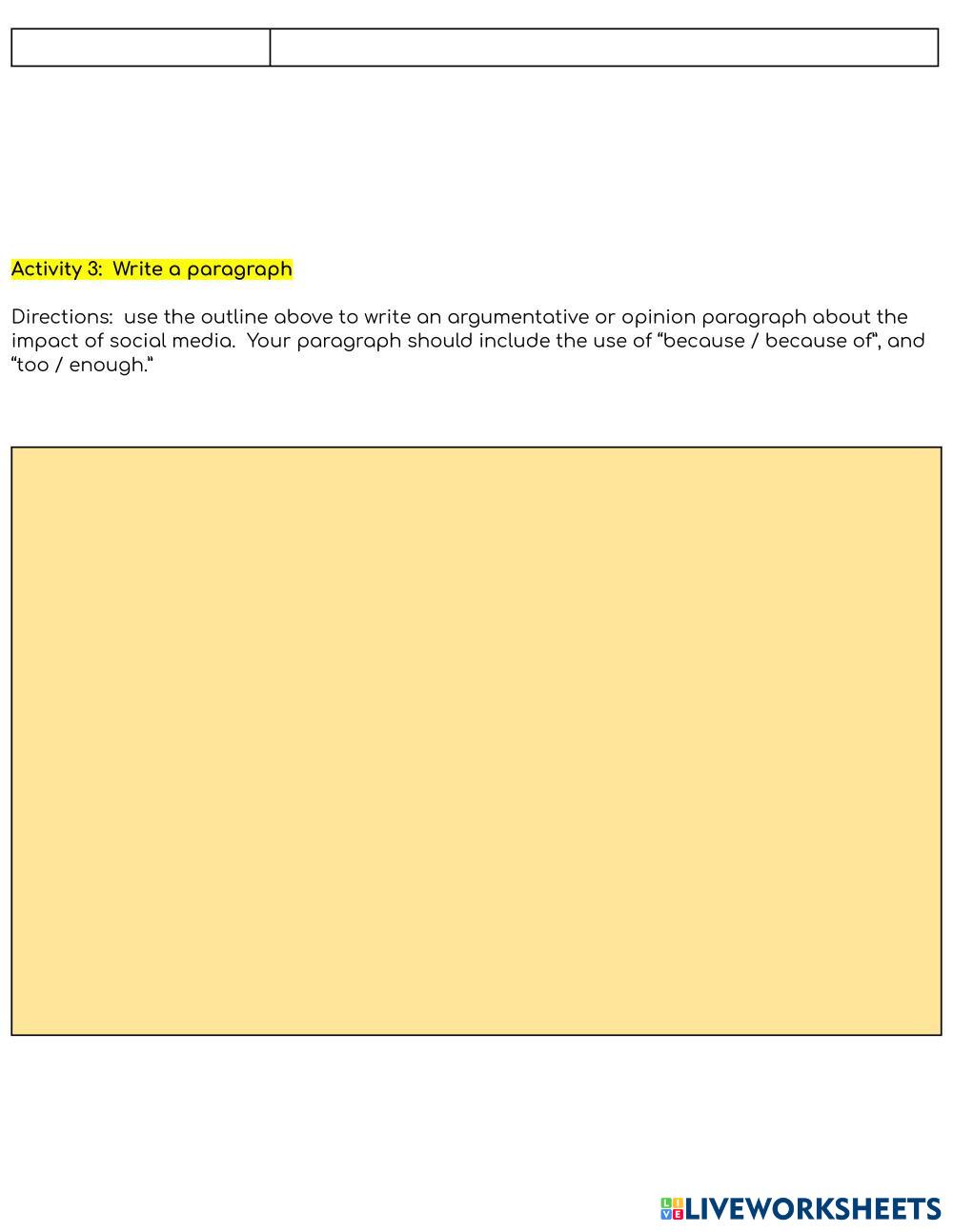 Module 3: Assignment 2 | Live Worksheets