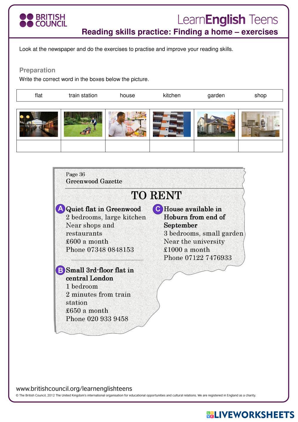 Reading - Houses | Free Interactive Worksheets | 7337674