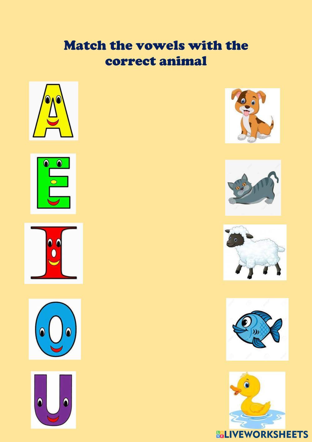 Match the vowels | Live Worksheets