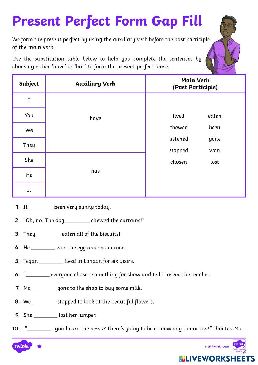 Present Perfect… | Free Interactive Worksheets | 7342587