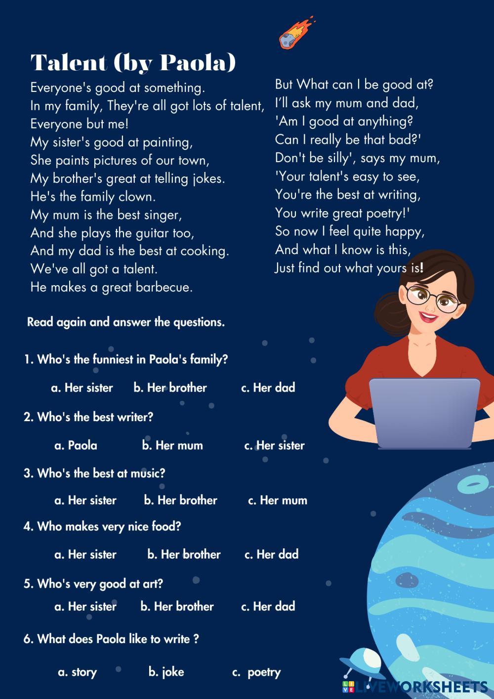 Talent | Live Worksheets