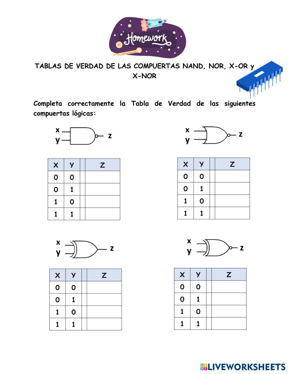 7344534 | Compuertas Lógicas NAND, NOR, X-OR y X-NOR 7344534 | Compuertas Lógicas NAND, NOR, X-OR y X-NOR