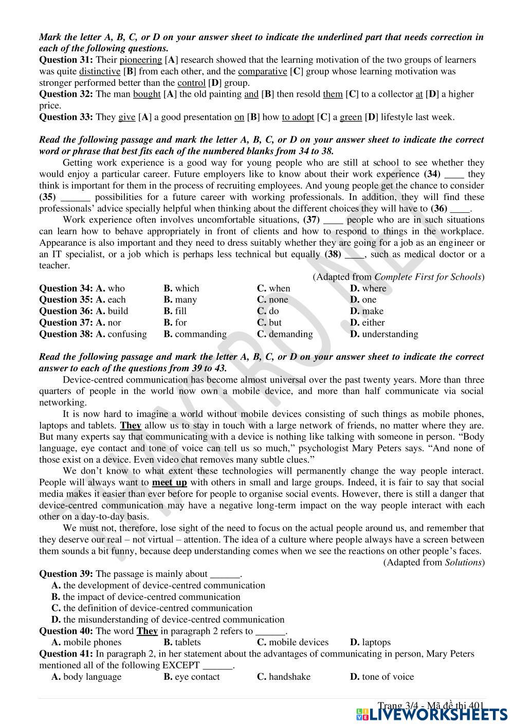 7345125 | ENGLISH TEST FOR GRADE 12 | LAM NHUT MINH