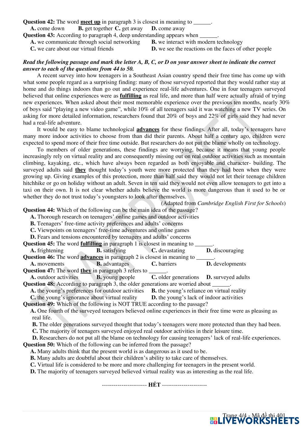 7345125 | ENGLISH TEST FOR GRADE 12 | LAM NHUT MINH