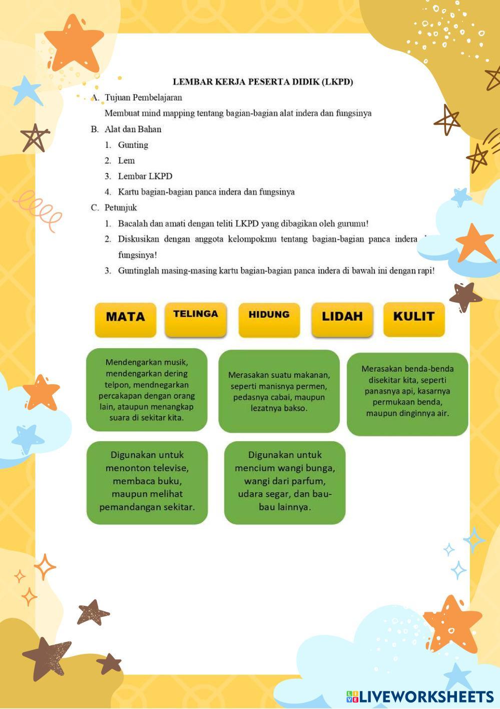 LKPD PANCA INDERA | Live Worksheets