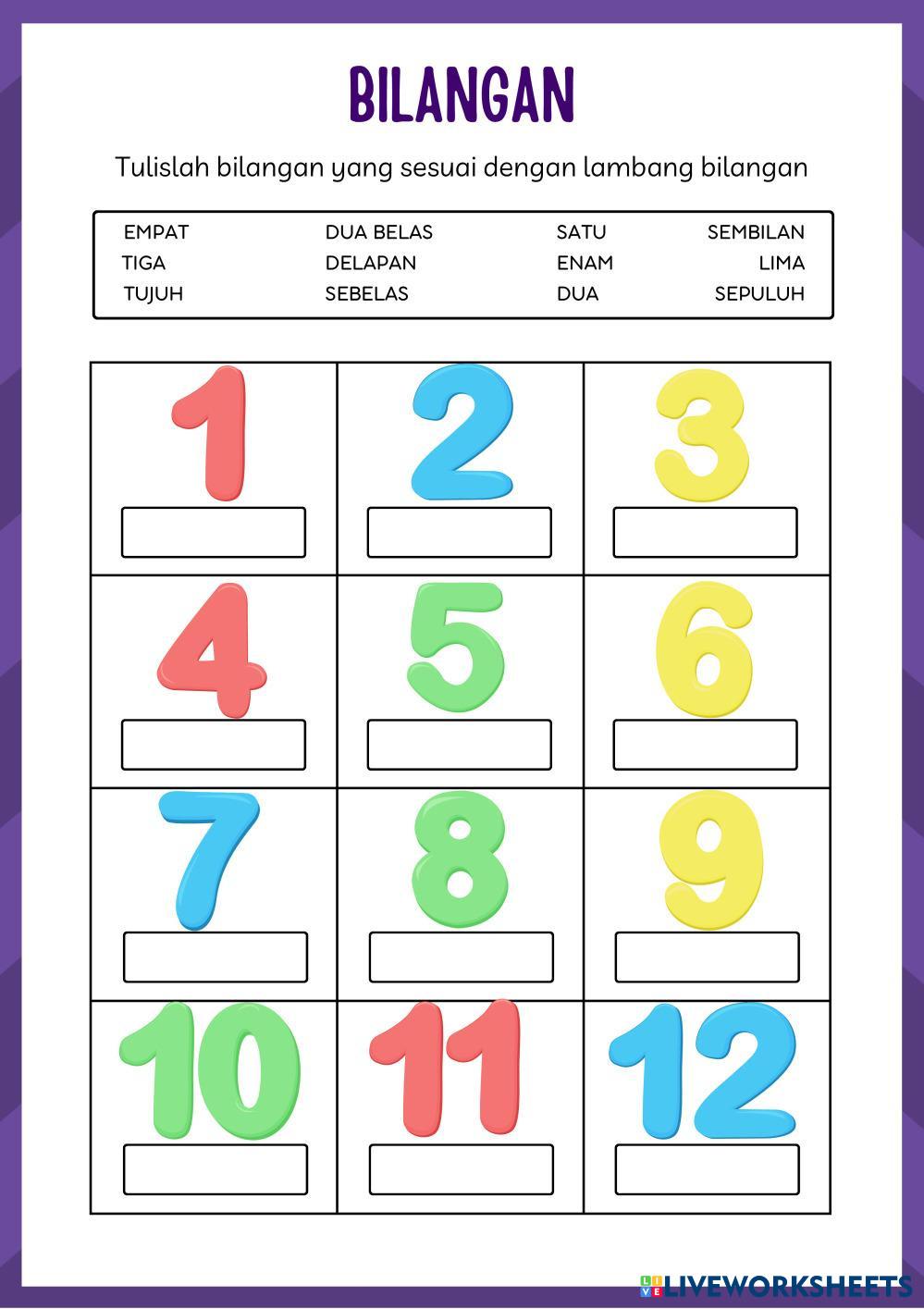 Numerasi Awal | Free Interactive Worksheets | 7345601