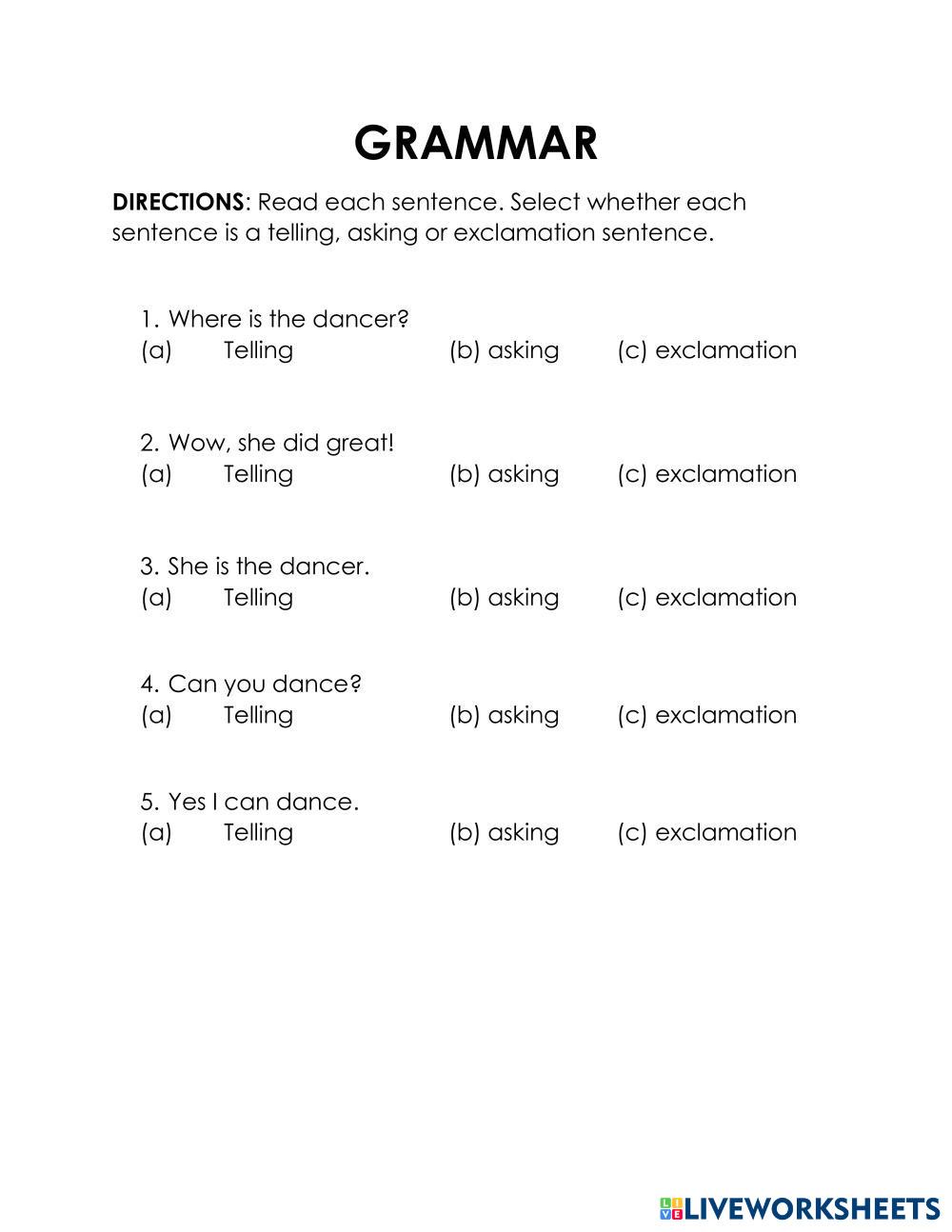 GRAMMAR | Live Worksheets