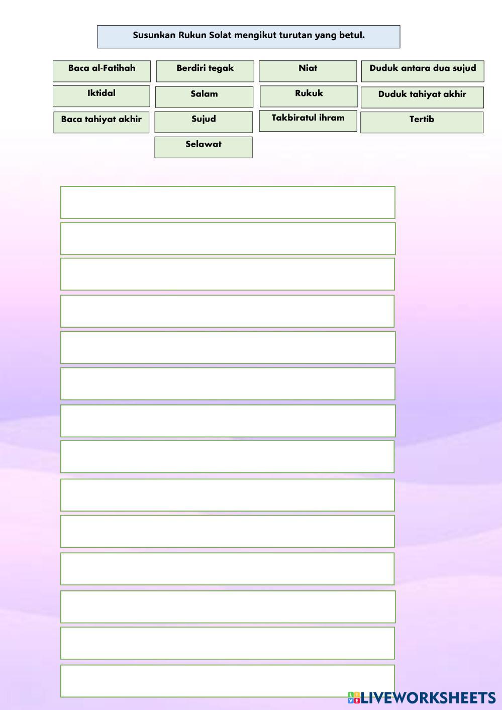 Rukun Solat | Live Worksheets