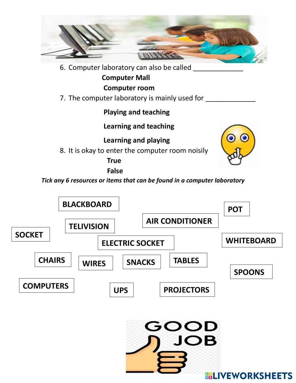 COMPUTER ICON AND LABORATORY | Live Worksheets