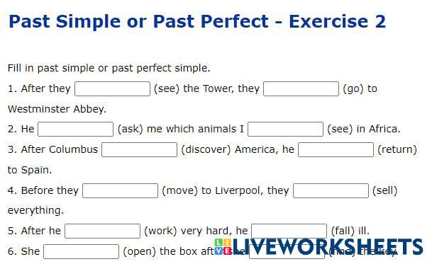 past simple or past perfect 7349149 | Ilona | Live