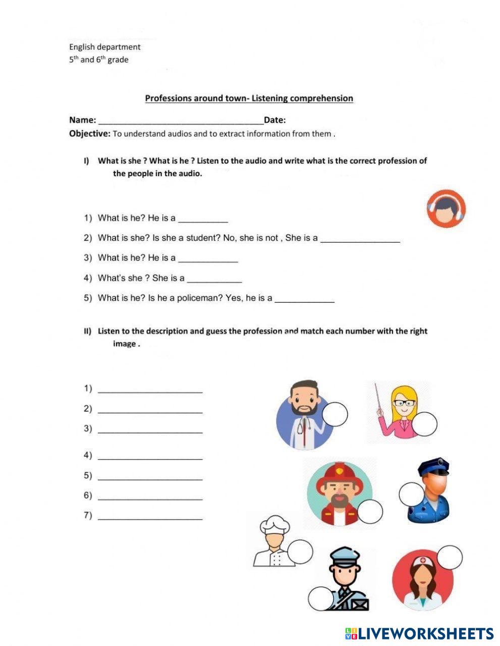 Professions | Live Worksheets