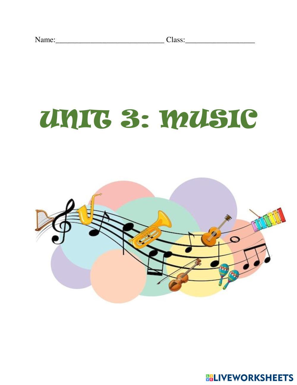 REVIEW UNIT 3, MUSIC | Live Worksheets