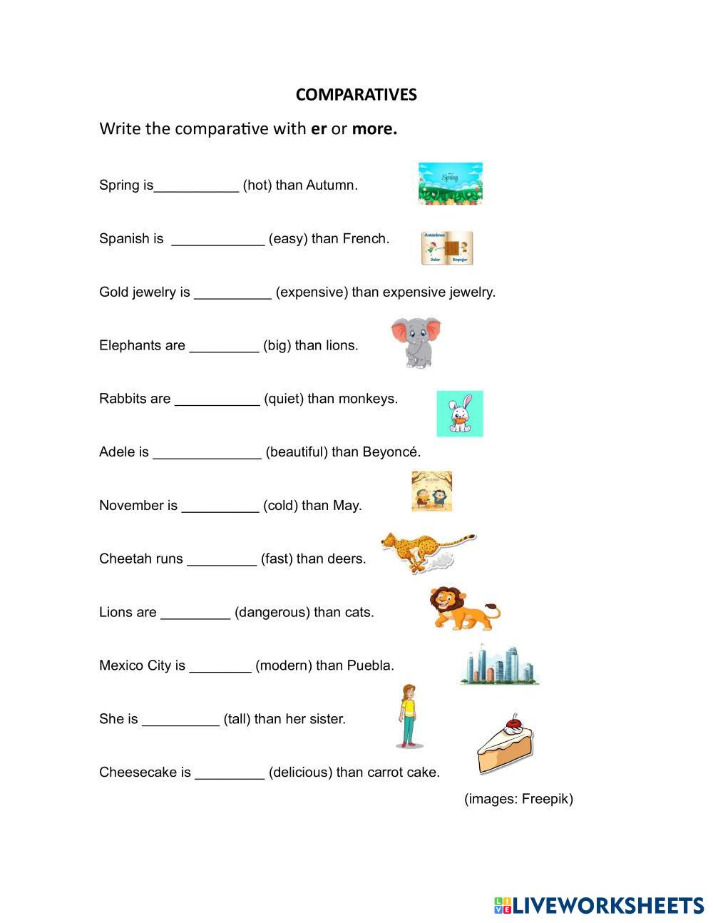 COMPARATIVES | Live Worksheets