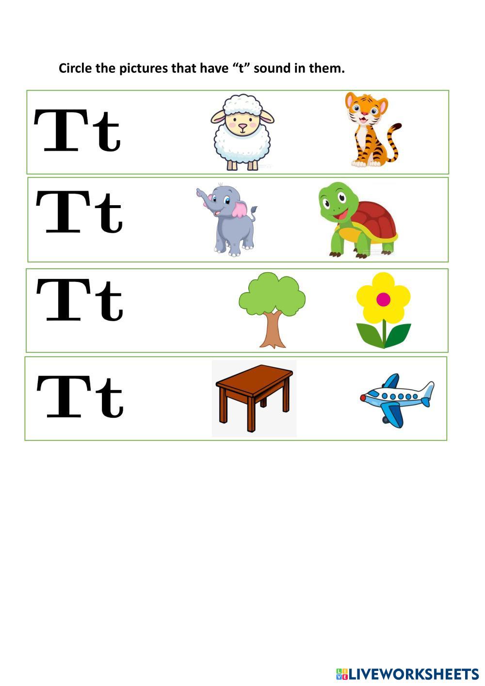 Phonic Letter " Tt" | Live Worksheets