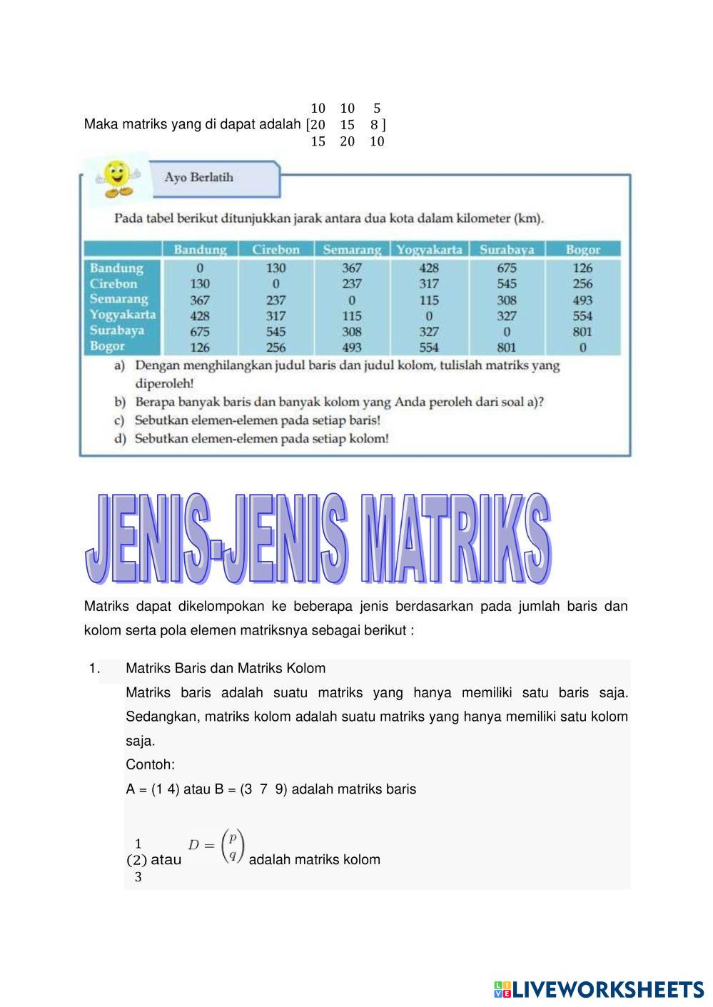 BAhan Ajar Matriks | Live Worksheets