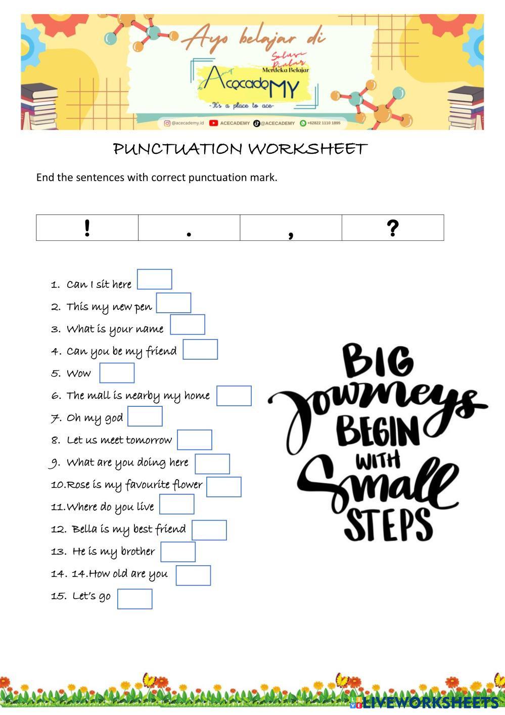 Punctuation Wor… | Free Interactive Worksheets | 7354296