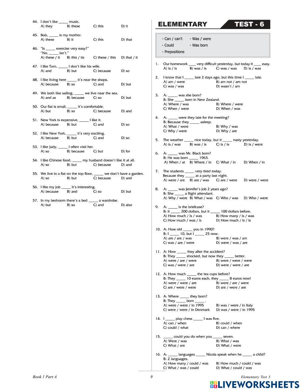 Part A - Elementary - Test 6 7357802 | Phạm Bích Ngọc