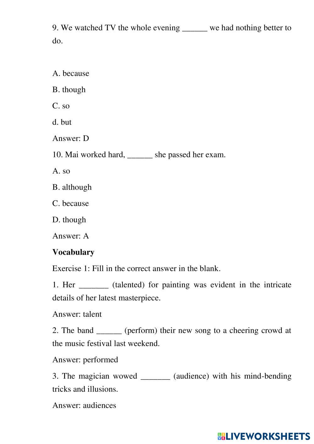 Unit 3 Music | Live Worksheets