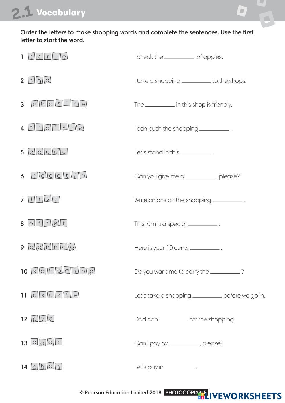 GG3 U2 Vocabula… | Free Interactive Worksheets | 7360799