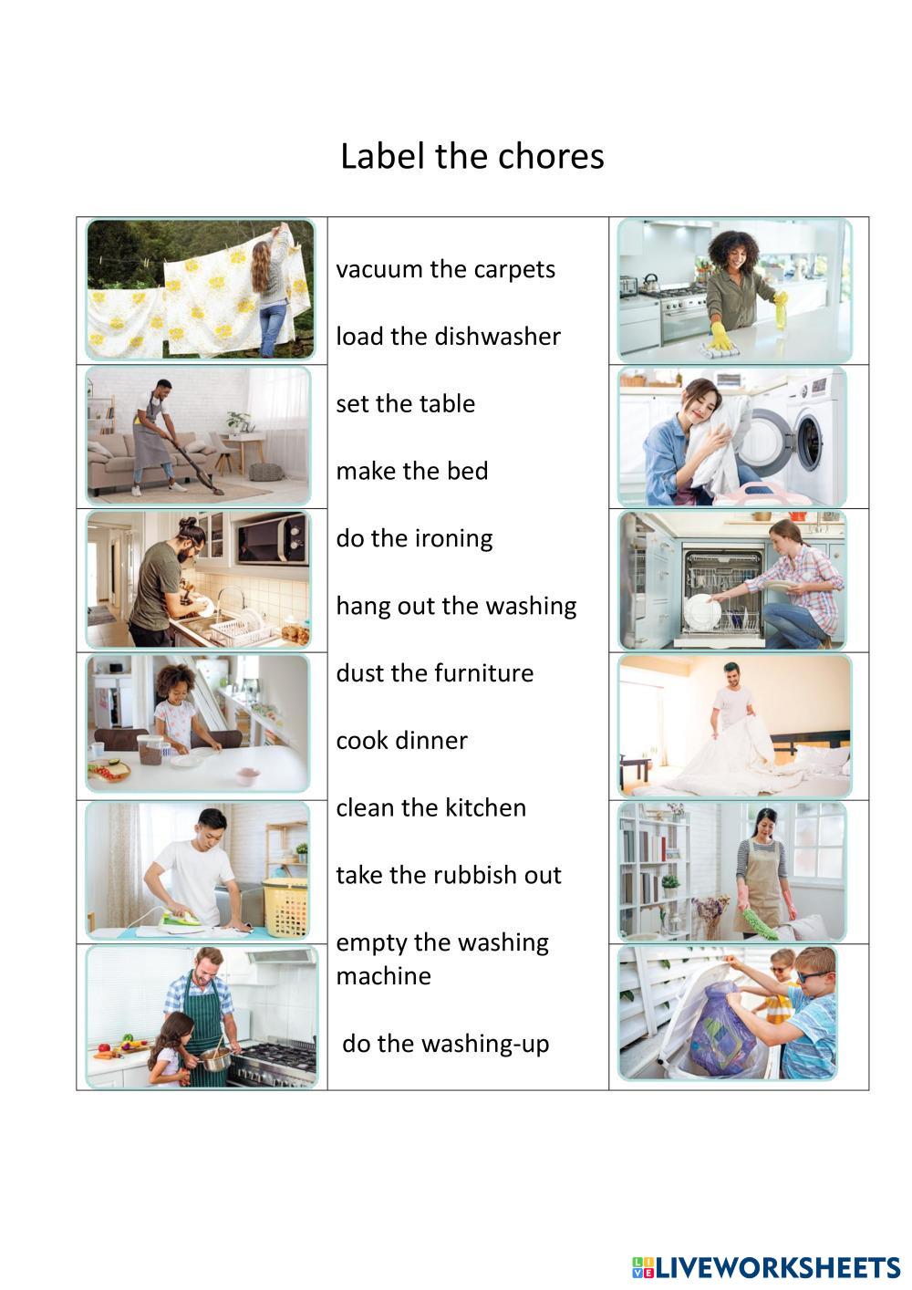 7361035 | Vocabulary: Chores | Aistė Naruševičienė