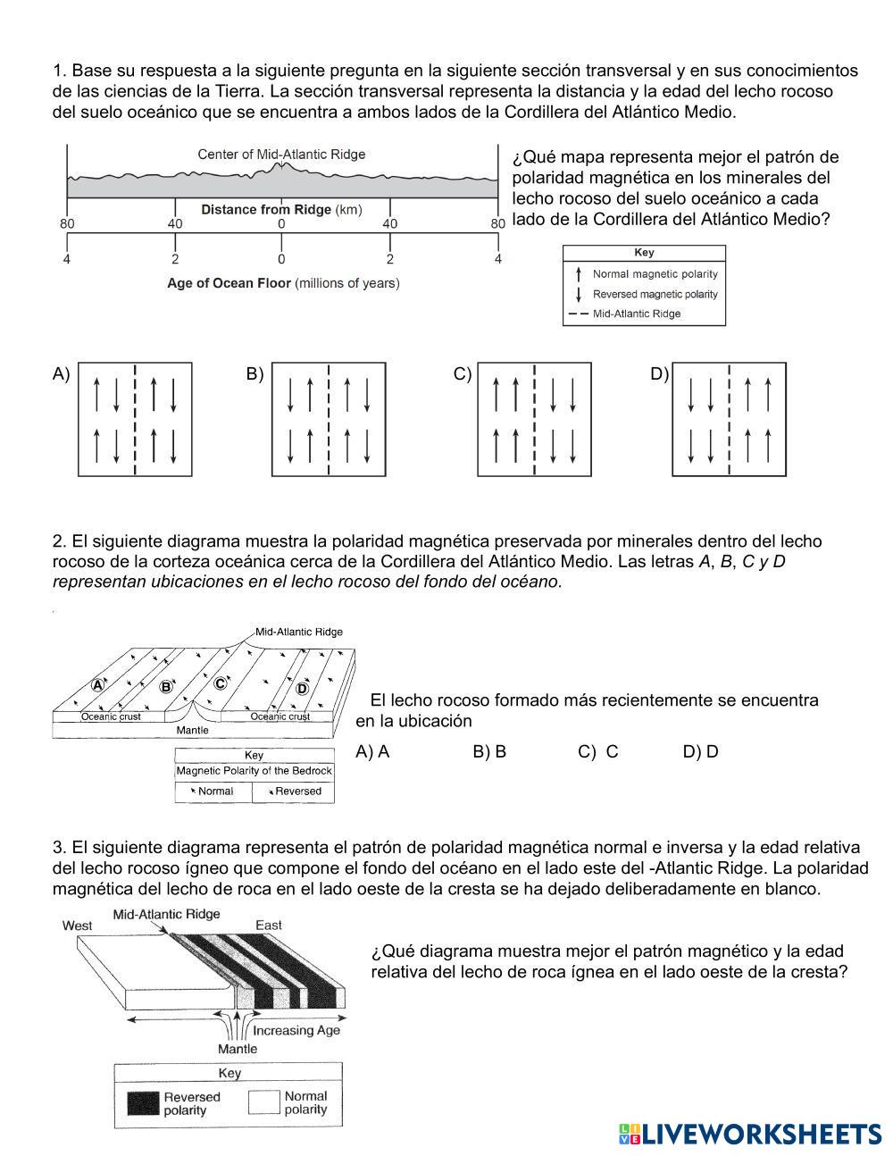 Expansión del fondo marino | Live Worksheets
