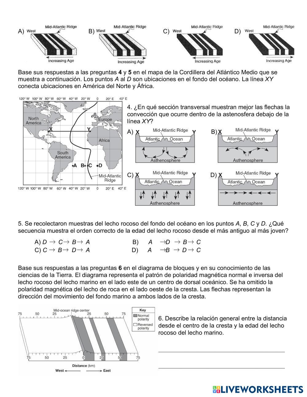Expansión del fondo marino | Live Worksheets