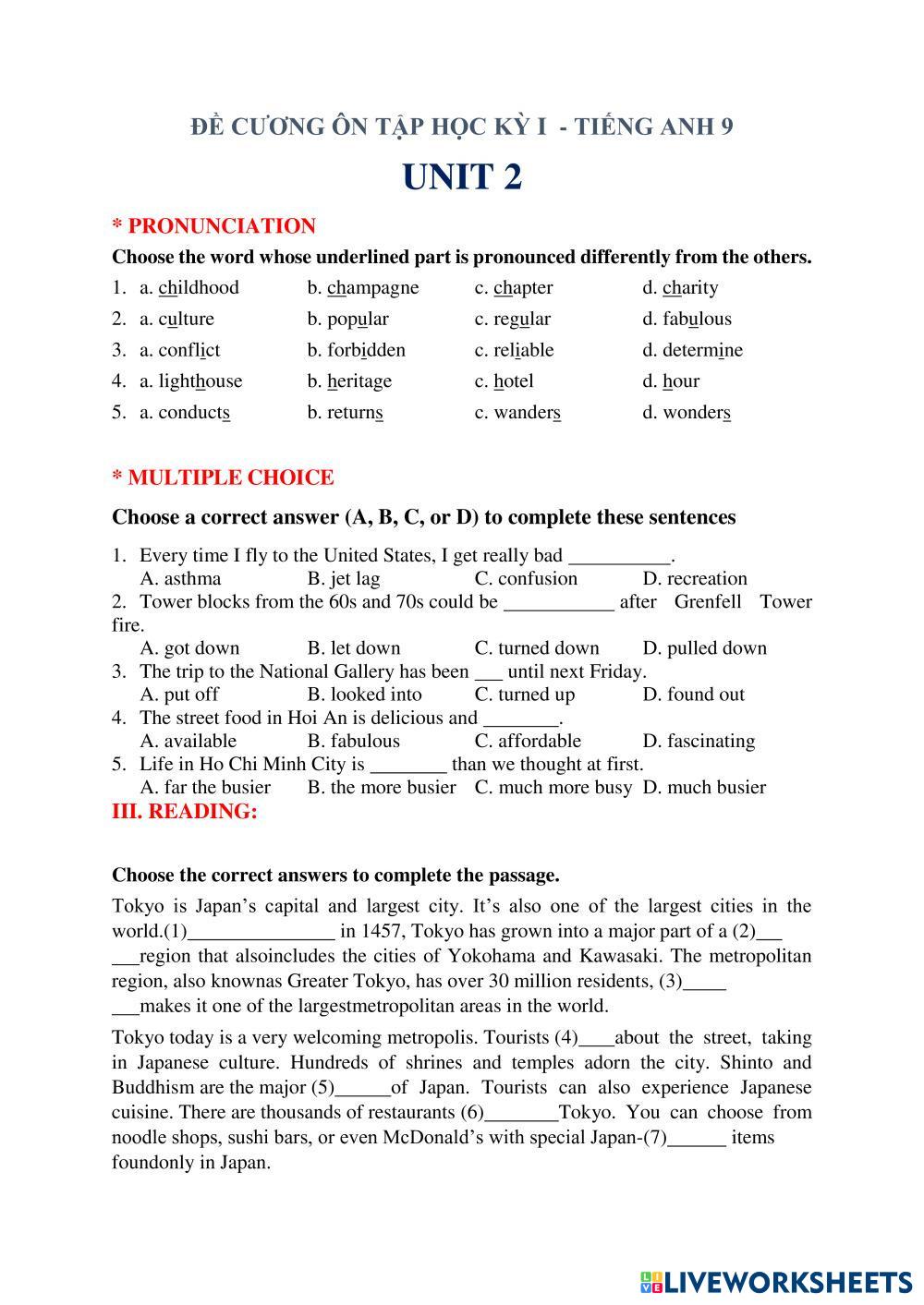 Đề cương ôn tập lớp 9-Unit 2 7362328 | Ms Hoa English