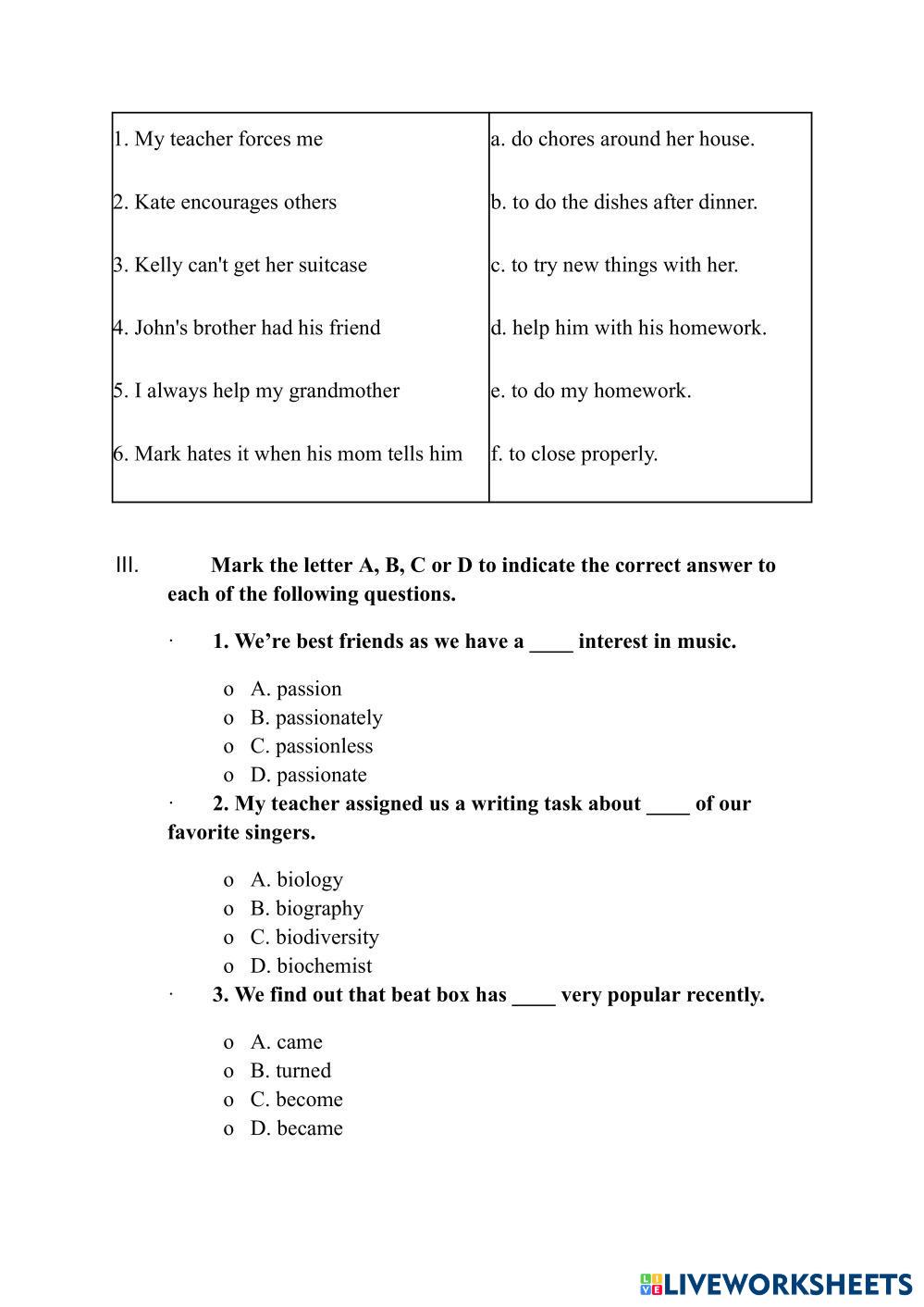 Unit 3: Music | Live Worksheets