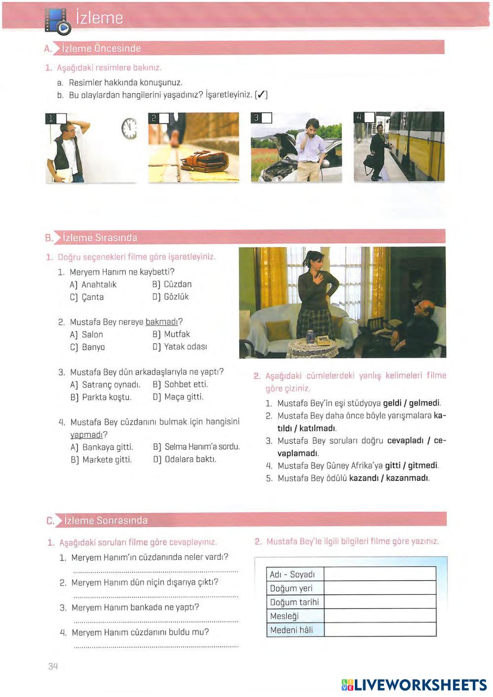 Geçmiş Zaman | Free Interactive Worksheets | 7364346