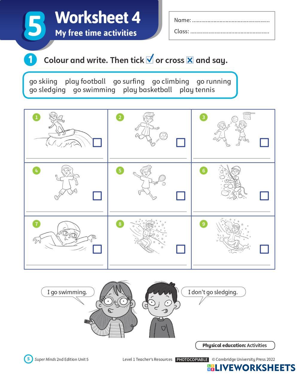 Free time activities | Live Worksheets