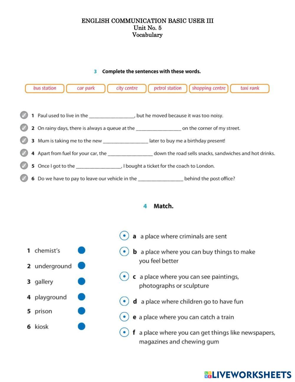ENGLISH COMMUNICATION BASIC USER III | Live Worksheets