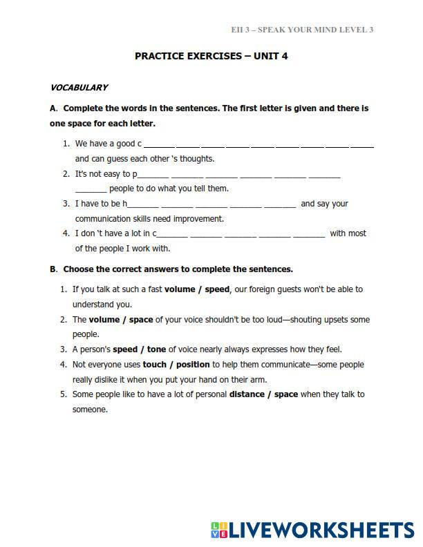 FINAL REVIEW EII3 PART 1 (PP.1-16) | Live Worksheets